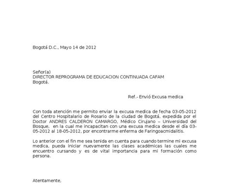 Carta De Excusa A La Universidad