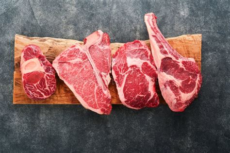 Raw Prime Steaks Variety Of Fresh Black Angus Prime Meat Steaks T Bone