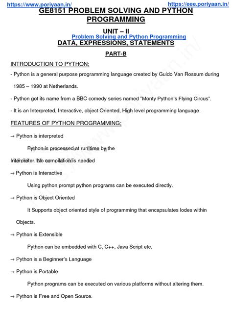 Unit Ii Part B Pdf Parameter Computer Programming Python Programming Language