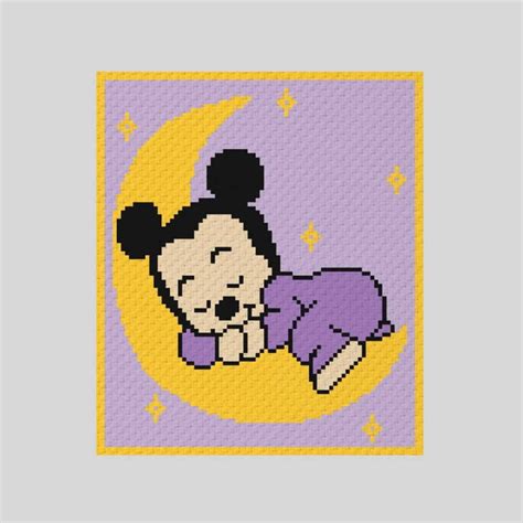 Sleeping Mouse On The Moon Crochet C2c Graphgan Pattern Pdf Inspire Uplift