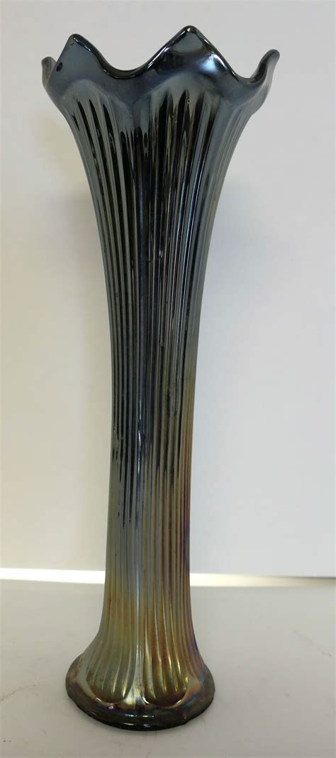 Lot Detail Fenton Ribbed Carnival Vase Measuring 12 Tall