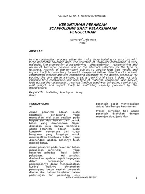 Keruntuhan Perancah Scafoding Saat Pelakasaan Pengecoran Pdf