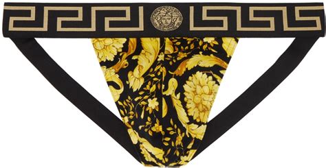 Versace Underwear Black Barocco Jockstrap Versace Underwear