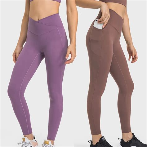 Lu Align Gym Workout Women Gym Push Up Fiess Tights High Waist V Cut Pocket Yoga Pants Naked