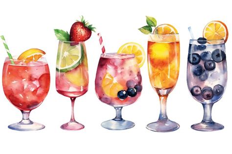 Un Dibujo De Bebidas Con Una Pajita Y Una Pajita Dentro Foto Premium