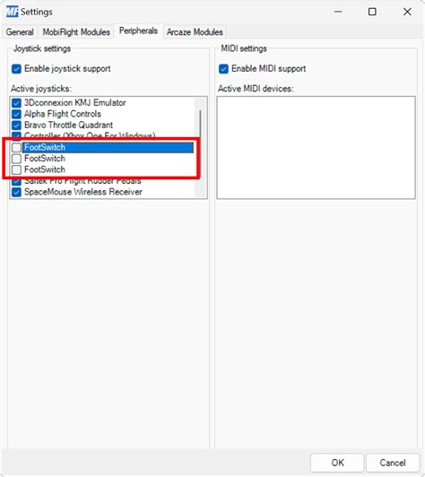 disabling joysticks mobiflight documentation