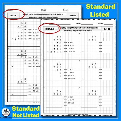 2 digit by 2 digit partial products multiplication worksheets