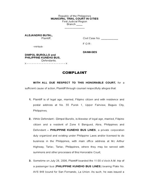 Complaint Damages Pdf Damages Lawsuit