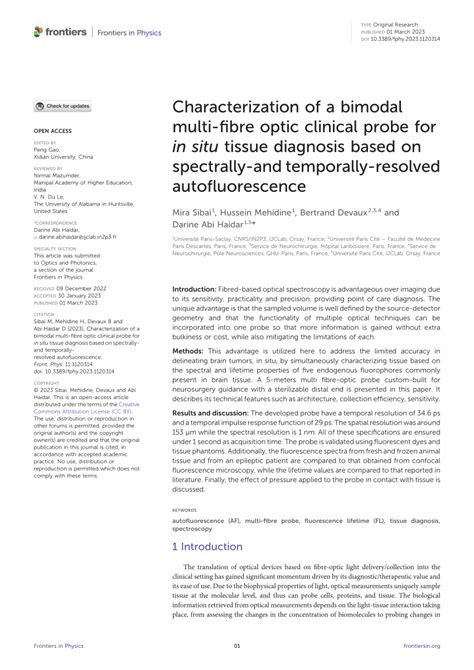 Pdf Characterization Of A Bimodal Multi Fibre Optic Clinical Probe For In Situ Tissue