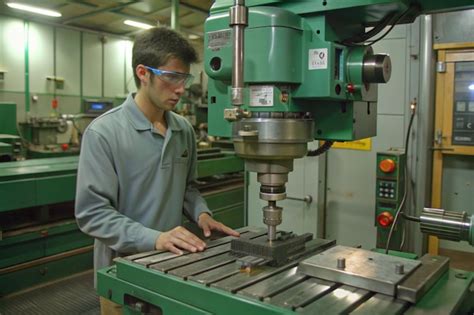 Man Operating Cnc Drilling And Boring Machine Industrial Precision