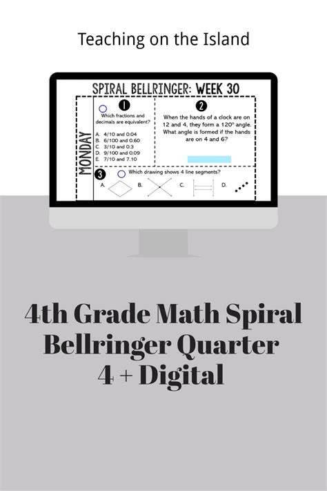 4th Grade Math Spiral Bellringer Quarter 4 Digital 4th Grade Math