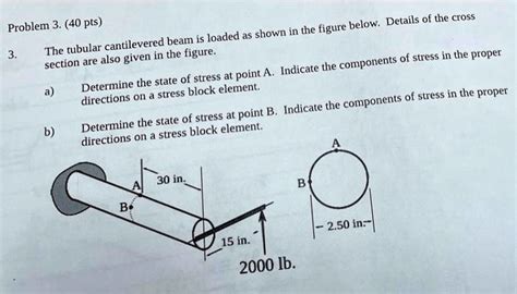 Solved Problem 3 40 Pts The Tubular Cantilevered Beam Is Loaded As