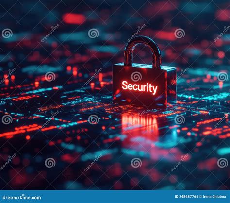 Padlock Protecting Motherboard Circuit Ensuring Computer Security Stock Illustration