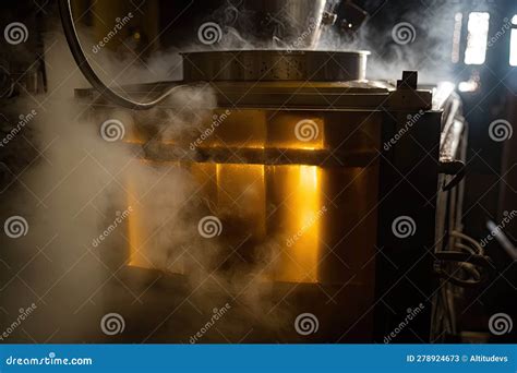 Close Up Of Maple Sap Evaporator Showing The Boiling Sap And Steam