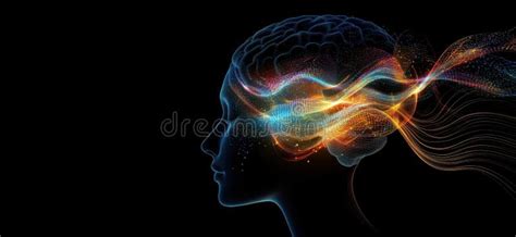 Abstract Representation Of Human Brain With Colorful Neural Connections And Data Streams