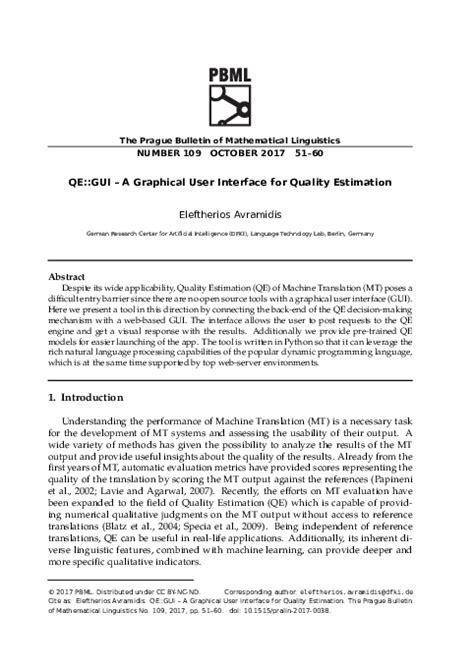 pdf qe gui a graphical user interface for quality estimation