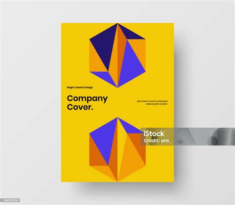 Template Pamflet Segi Enam Mosaik Premium Tata Letak Vektor Desain A4