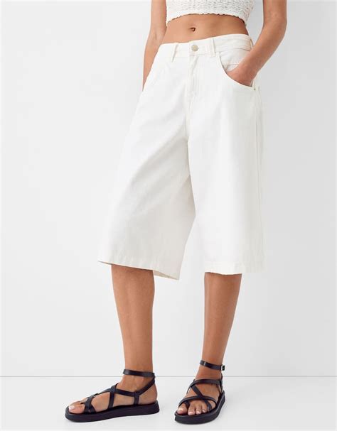 Baggy Twill Bermuda Jorts Women Bershka