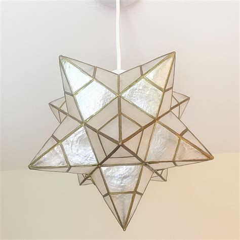 Vintage Capiz Shell Hanging Star Lampshade Gold And Silver Moravian Star Light Shade Pendent