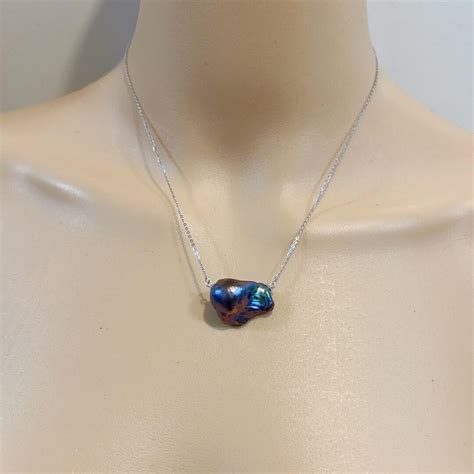 15 17x22 27mm Large Black Baroque Pearl Floating Necklacehuge Jumbo