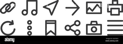 12 Set Of Linear User Interface Icons Thin Outline Icons Such As Align Center Share More