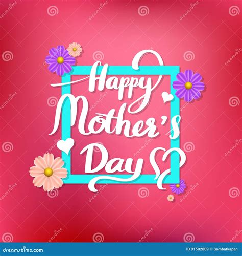 Happy Mothers Day Hand Lettering Stock Vector Illustration Of