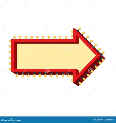 Arrow With Lamps Retro Glowing Cursor With Light Bulb Stock Vector Illustration Of Advertise