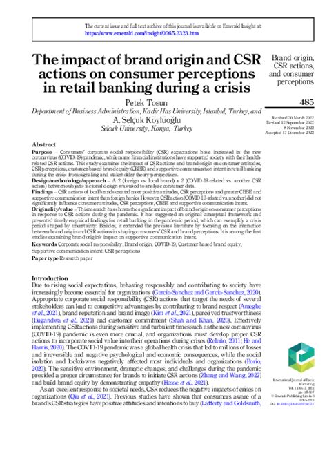 Pdf The Impact Of Brand Origin And Csr Actions On Consumer