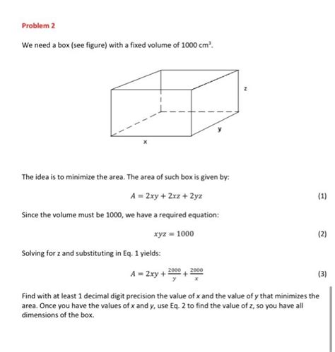 Solved We Need A Box See Figure With A Fixed Volume Of