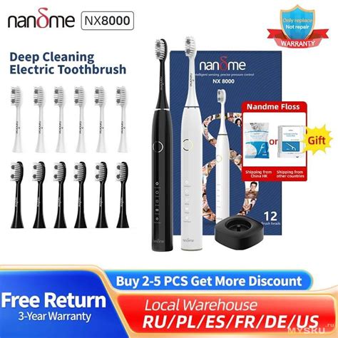 Вибрационная электрическая зубная щетка Nandme NX8000 с 12 насадками.