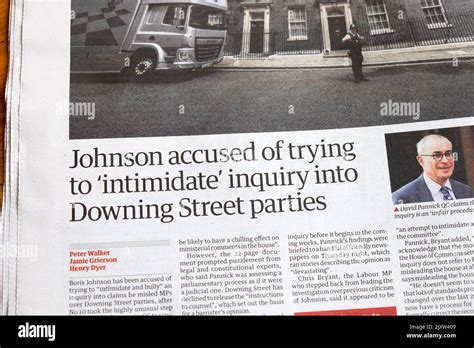 Johnson Accused Of Trying To Intimidate Inquiry Into Downing Street