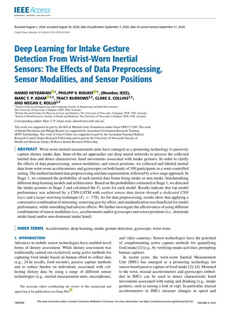 Pdf Deep Learning For Intake Gesture Detection From Wrist Worn Inertial Sensors The Effects