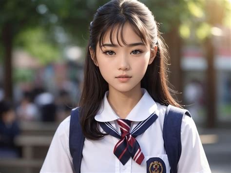 Premium Ai Image Pretty Teenage Asian High School Woman Model In