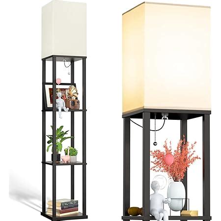 Brightech Maxwell Modern Shelf Floor Lamp With Lamp Shade And Led Bulb Corner