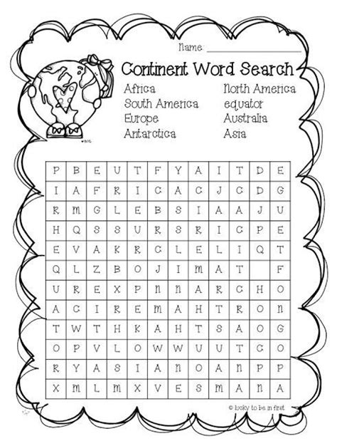 Continents And Oceans Word Search Answers