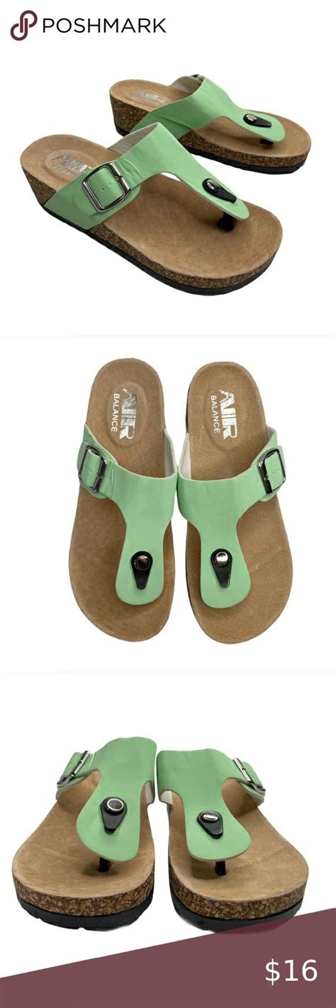 Nwot Air Balance Green Thong Sandals Size 7