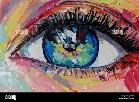 Handmad Conceptual Abstract Picture Of The Eye Oil Female Portrait