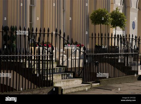 Neo Classical Columns And Iron Gates Of One Of The Houses Of Chester Terrace Regents Park