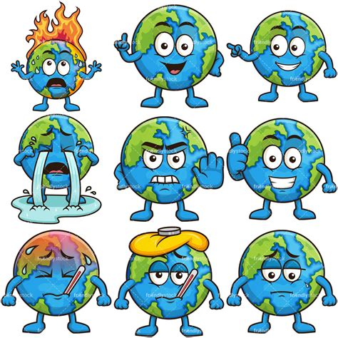 Earth Crying Cartoon Clipart Vector Friendlystock