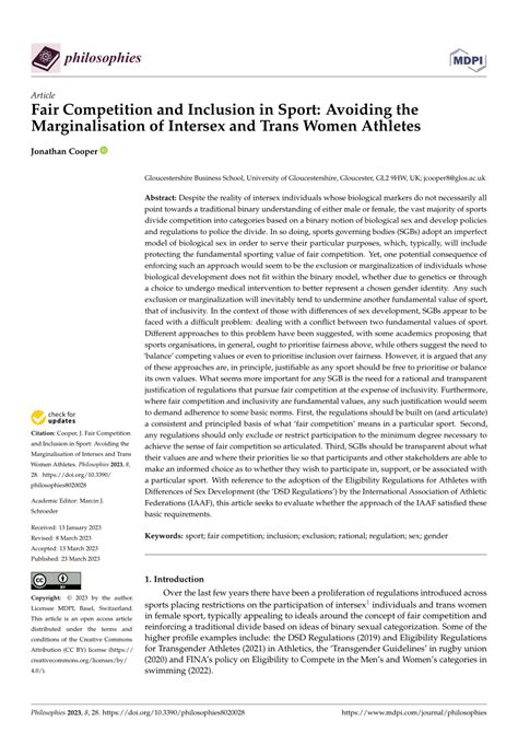 Pdf Fair Competition And Inclusion In Sport Avoiding The