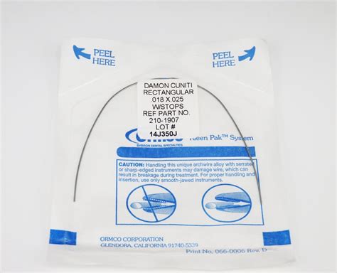 Dental Ormco Arch Wire Damon Copper Ni Ti Wstops 018 X 025 Orthodon