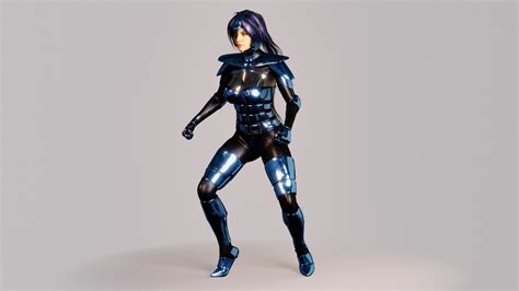 Woman In Blue Metallic Armor 3d Model By Thesouza