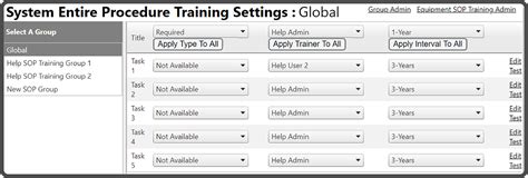 System Entire Procedure Training Settings