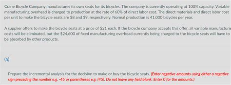 Solved Prepare The Incremental Analysis For The Decision To