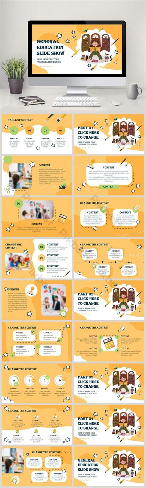 General Ppt Template For Yellow Cartoon Style Education Yellow PowerPoint PPTX Template Free
