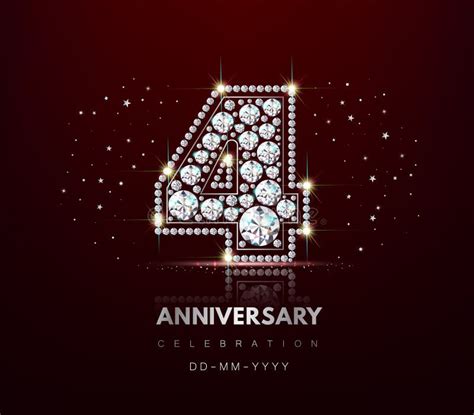 Birthday Numbers Anniversary Four Vector Realistic Eps10 Stock Vector