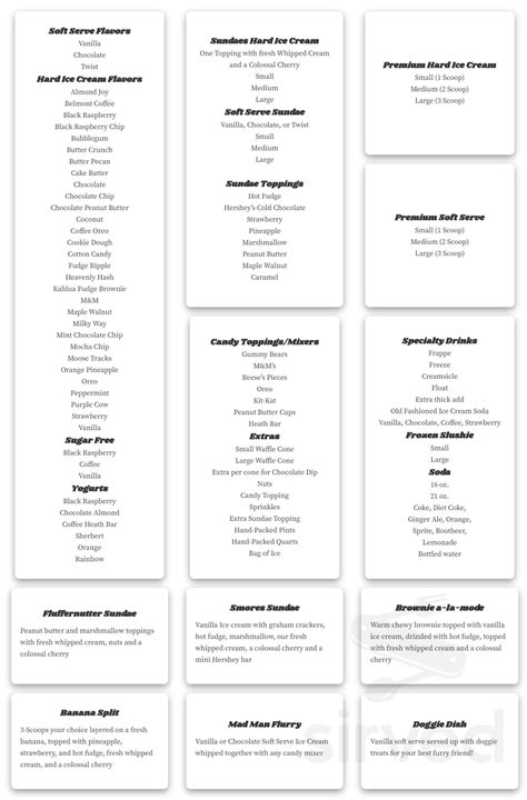 Madulka S Ice Cream Menu In Worcester Massachusetts USA