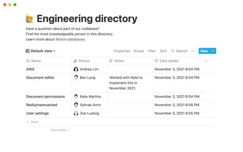 Notion Template Gallery Engineering Wiki