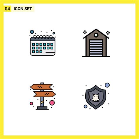 Set Of 4 Modern Ui Icons Symbols Signs For Appointment Sign Building
