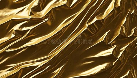 A Crinkled Gold Foil Texture With Sharp Creases And Folds Stock